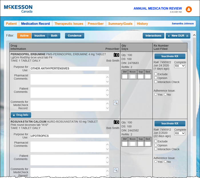 Medication Record Tab