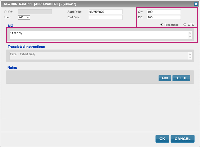 Adding or Inactivating a DUR