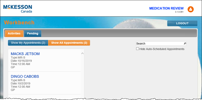 Patient Centre Workbench