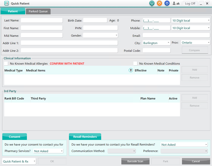 Creating a New Patient Folder using Quick Patient