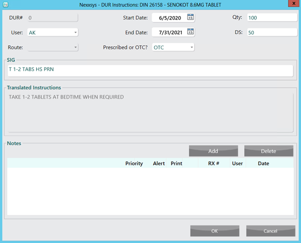 Adding a DUR to a Patient Folder