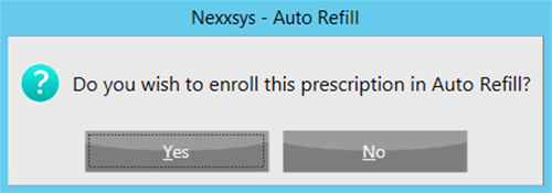 Enrolling a Prescription in Auto Refill while Filling