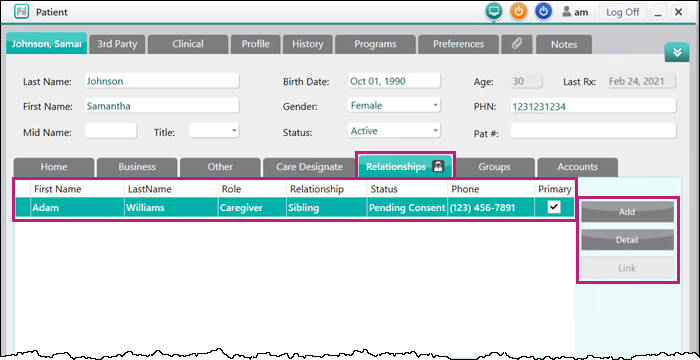 Relationships Tab