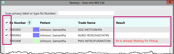 Scanning into Will Call