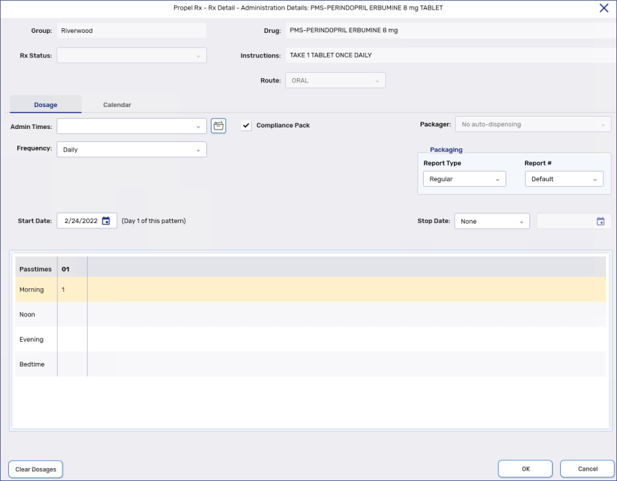 Setting Up Prescriptions for Compliance Packaging