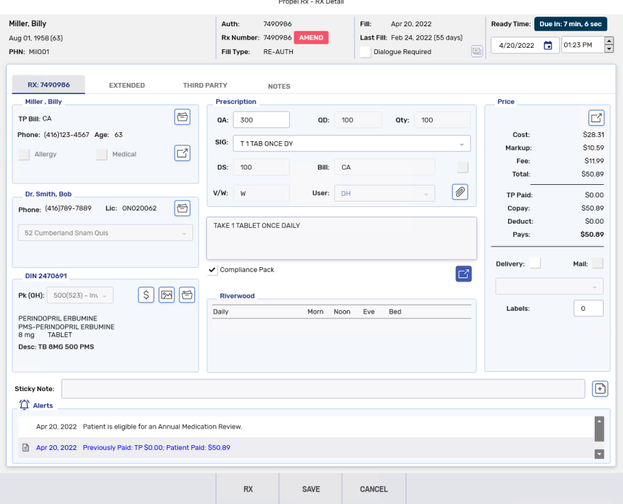 Setting Up Prescriptions for Compliance Packaging