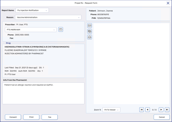 Faxing a Flu Injection Notification Form