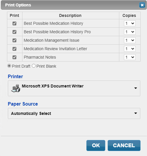 Printing Draft Forms