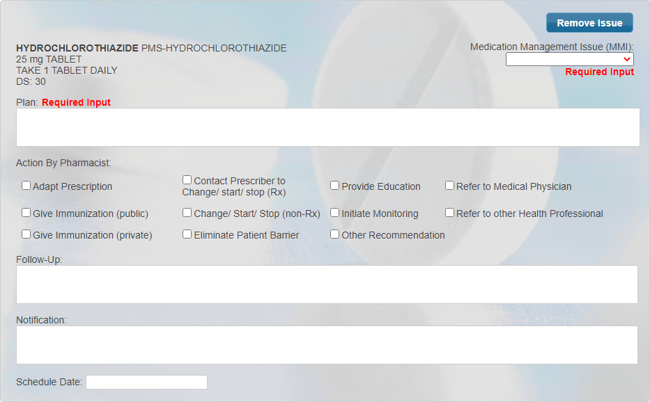 Medication Record Tab