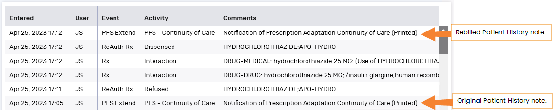Rebilling an Extended Prescription