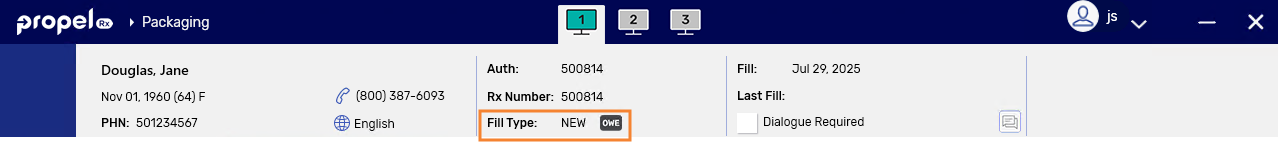 Completing Packaging for an Owe Balance When Digital Owe Balance is ON