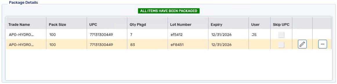 Completing Packaging for an Owe Balance When Digital Owe Balance is ON