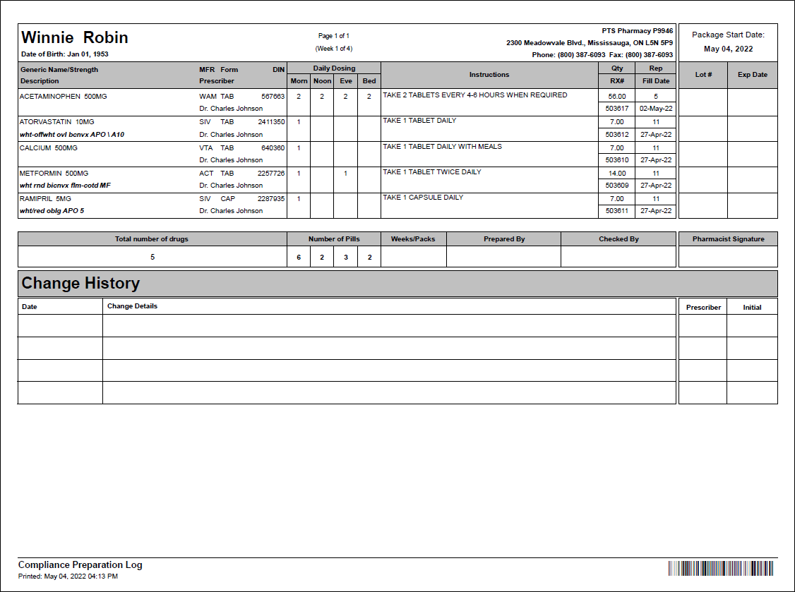 Compliance Preparation Log Report