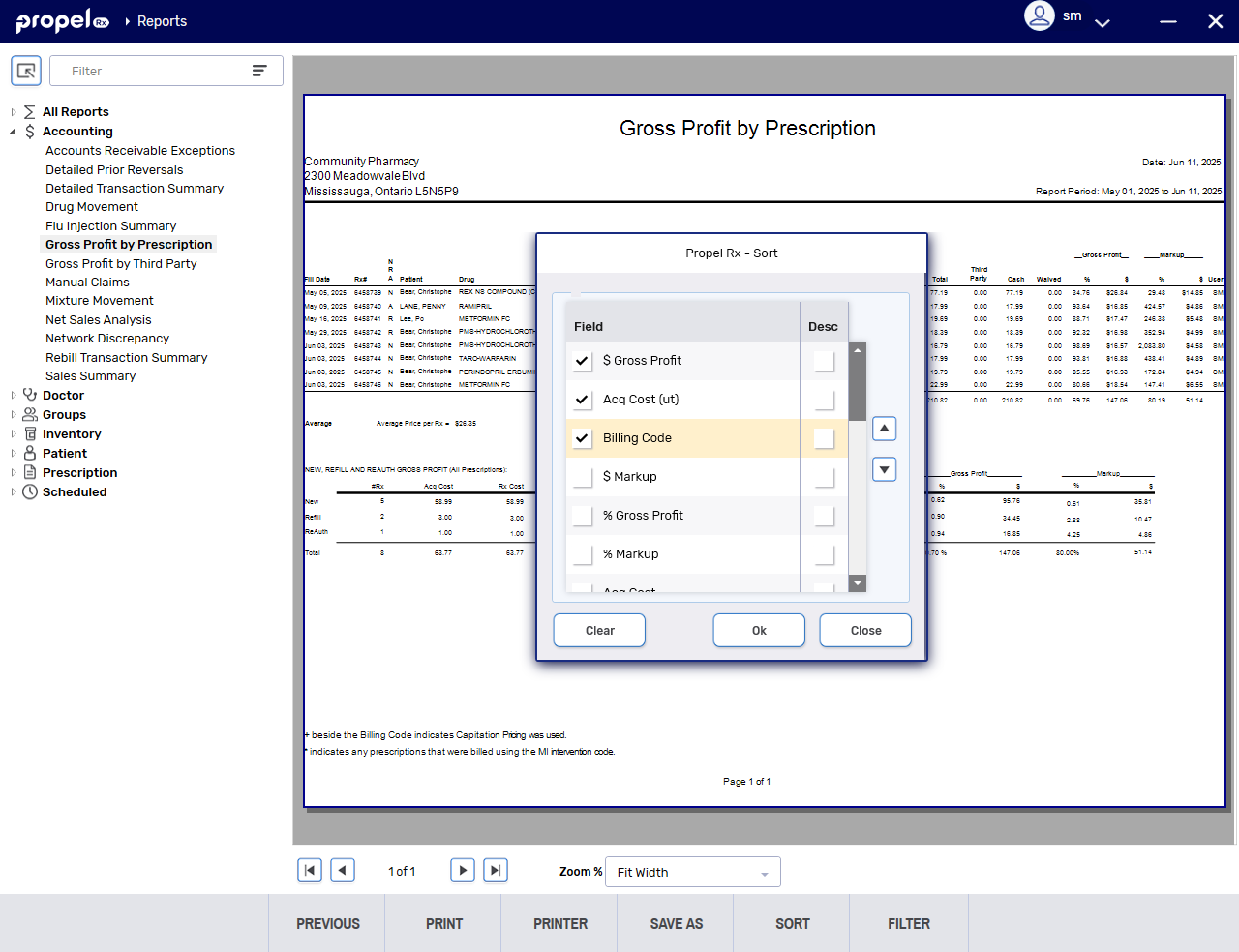 Sorting a Previewed Report